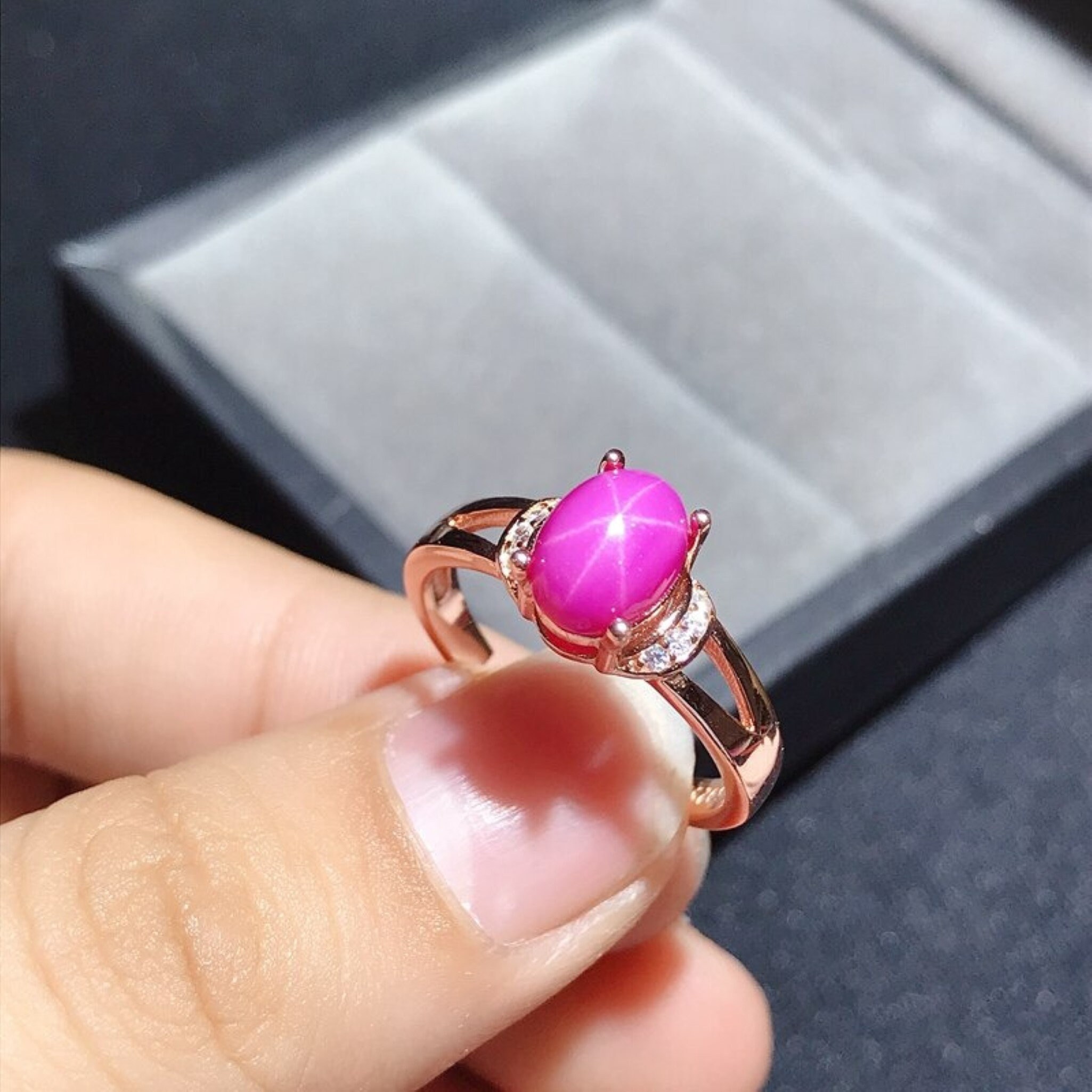 Adorable Pink Star Ruby Ring 18K Rose Gold Plated Engagement | Etsy
