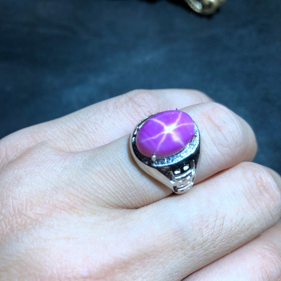 Natural Star Ruby Mens Engagement Ring 925 Sterling Silver | Etsy