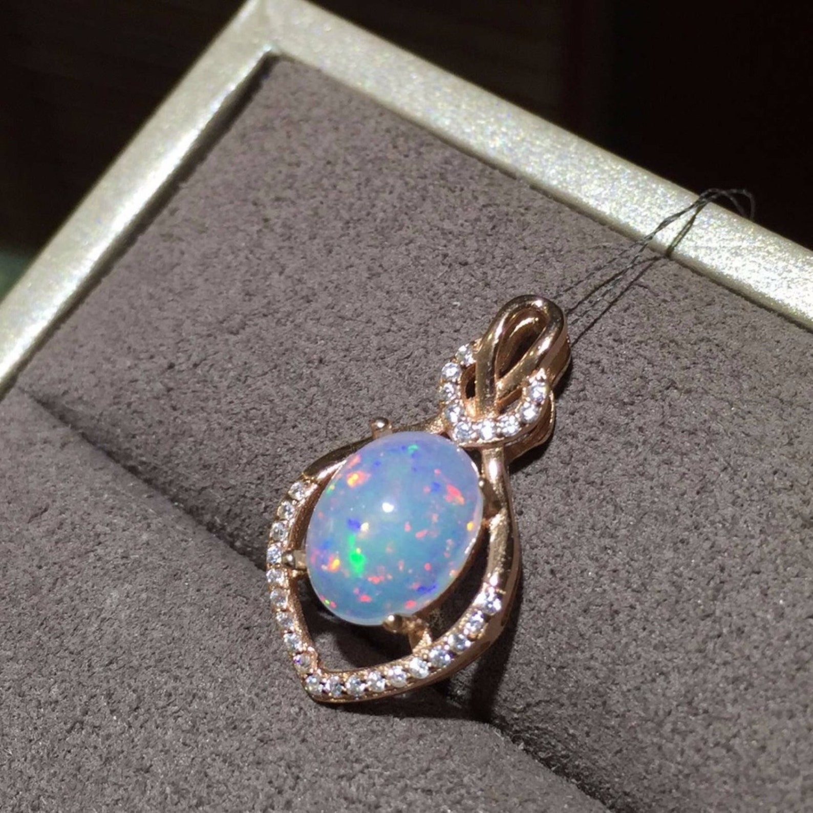 Natural Australian Fire Opal Necklace for Women Genuine 925 - Etsy