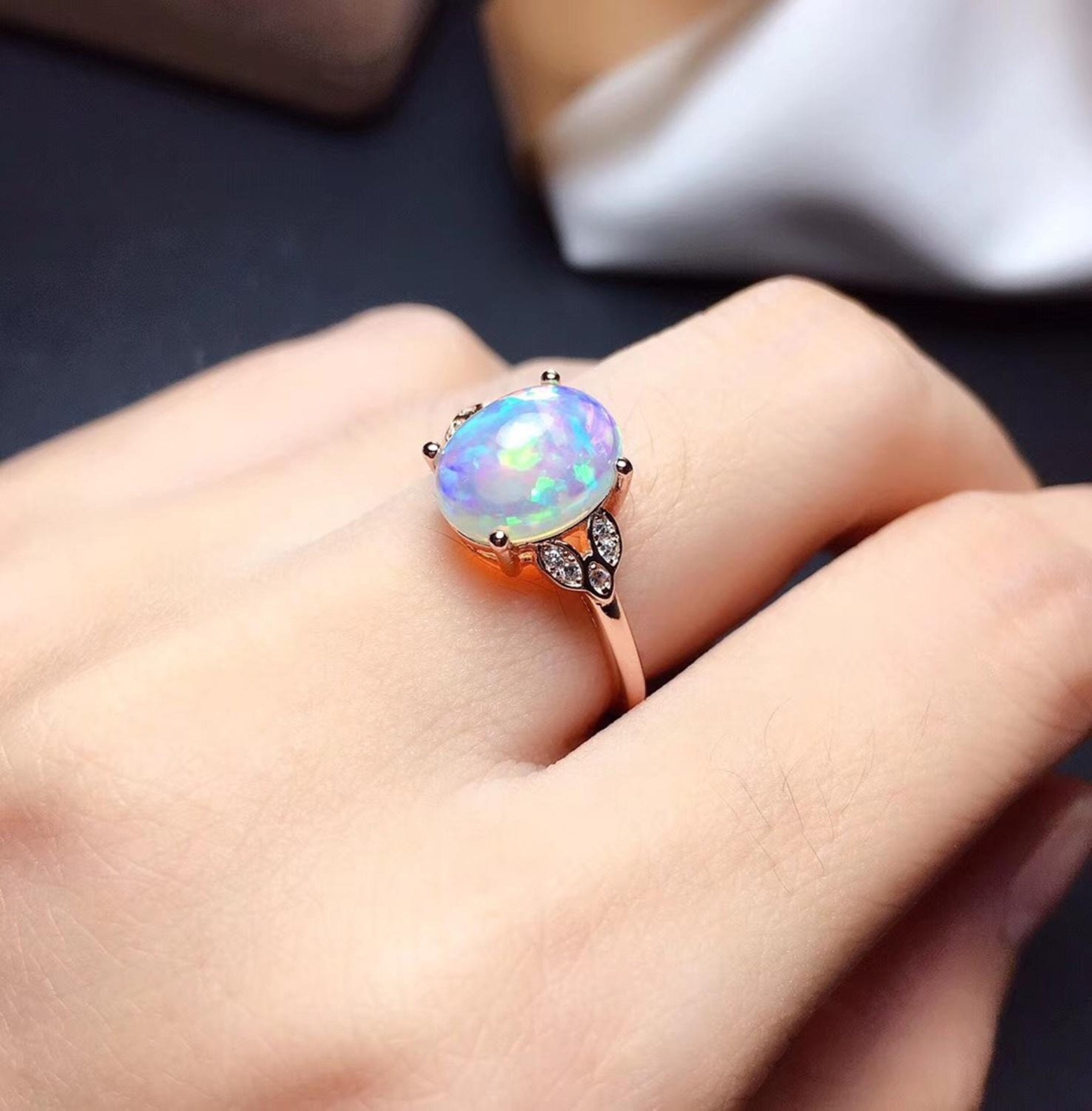 Natural Fire Opal Engagement Ring for Women Genuine 925 | Etsy