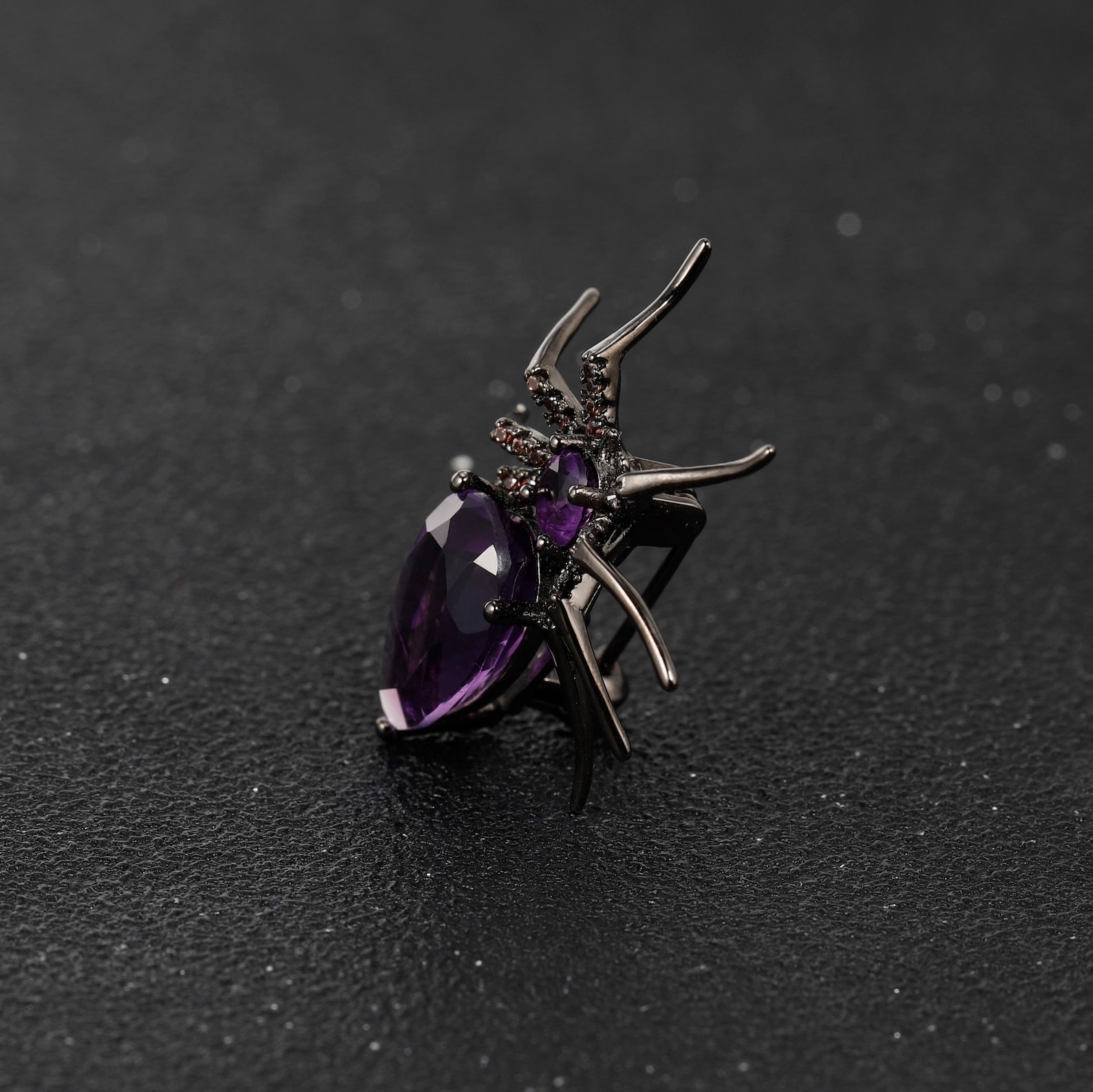 Natural Amethyst Gothic Punk Spider Halloween Brooch Solid 925 - Etsy