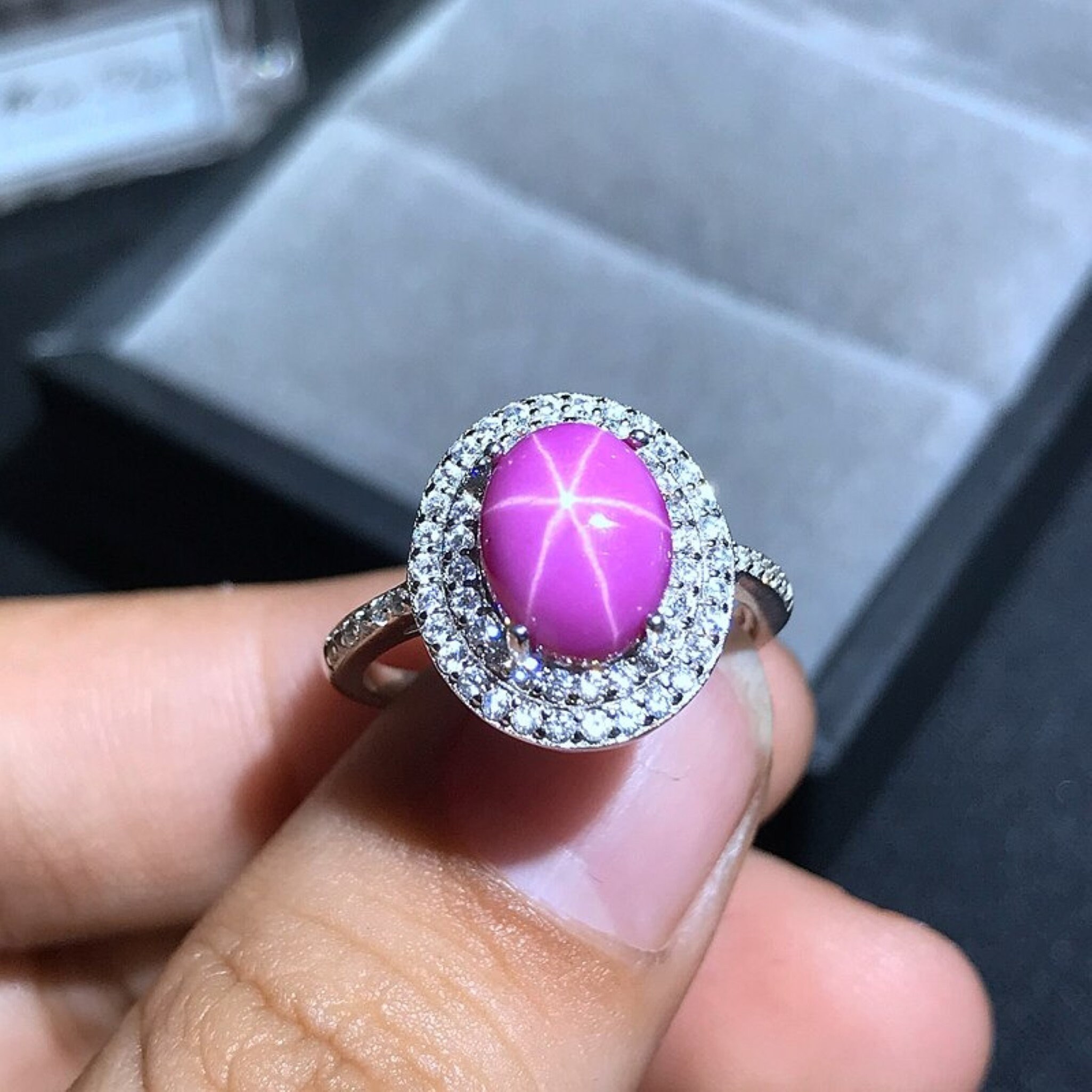 Dainty Pink Star Ruby Ring 18K White Gold Plated Engagement | Etsy