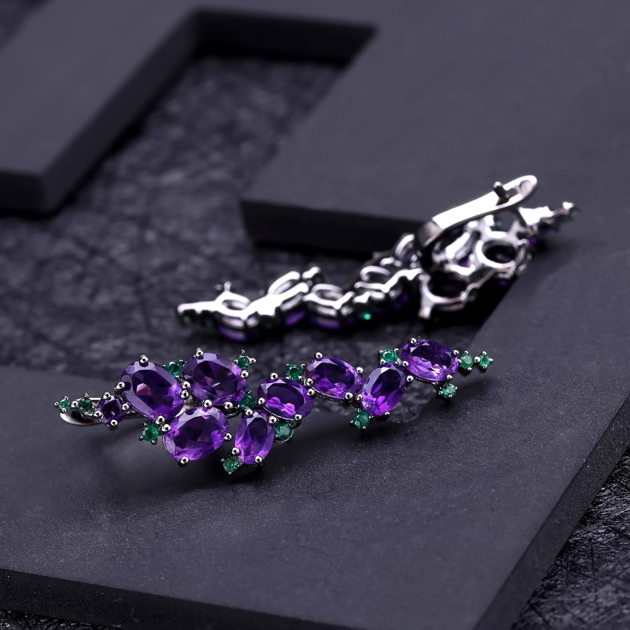 Unique Amethyst Dangle Earrings Statement Flower Earrings | Etsy