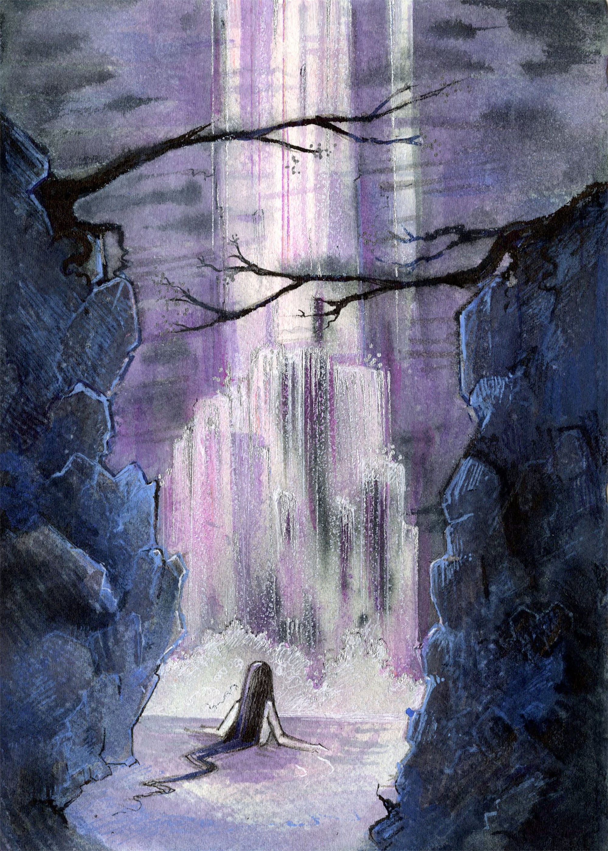 The Enchanted Waterfalls Print | Spooky Wall Decor | Living Room Wall ...