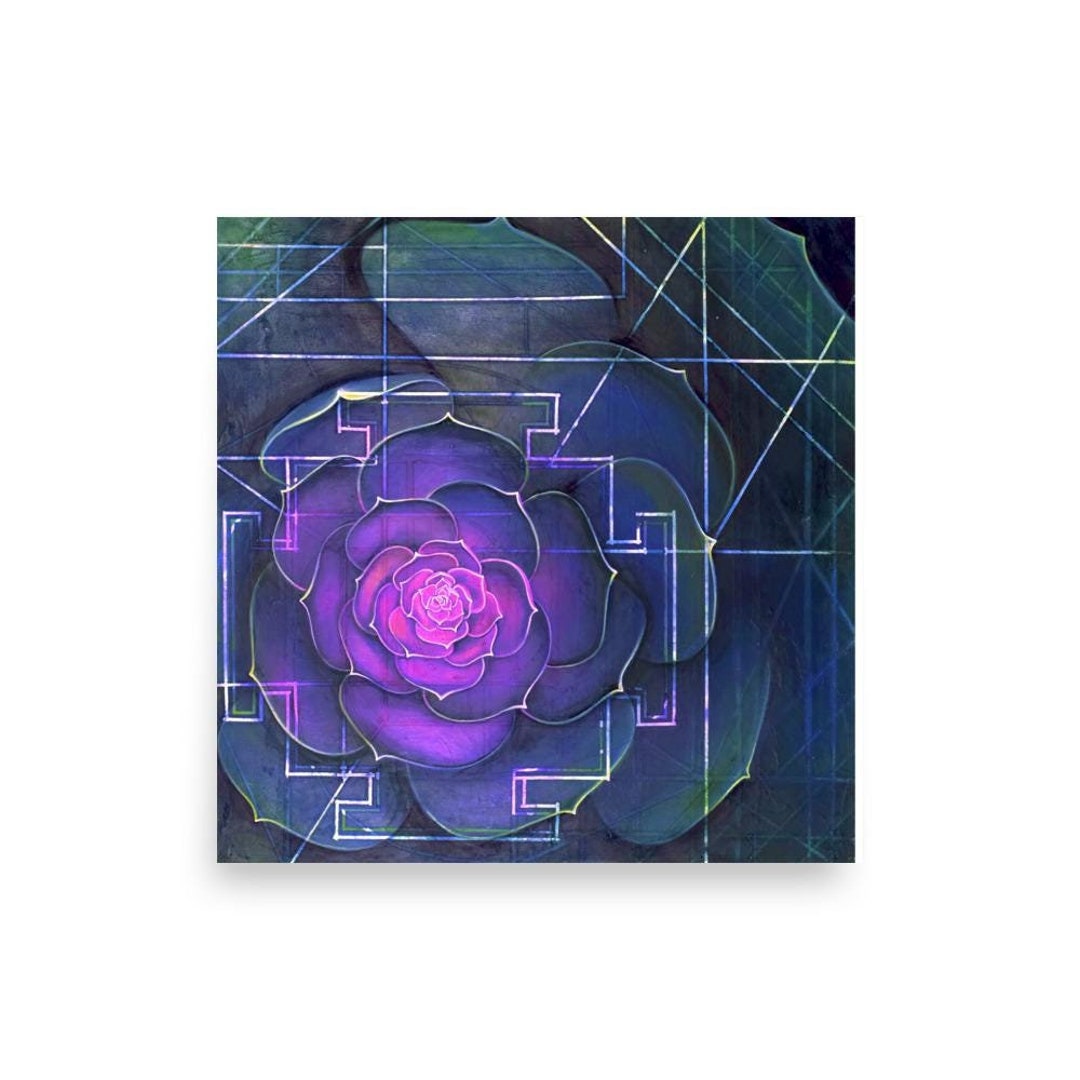 Purple Succulent Sacred Geometry Print | Modern Wall Art - Etsy
