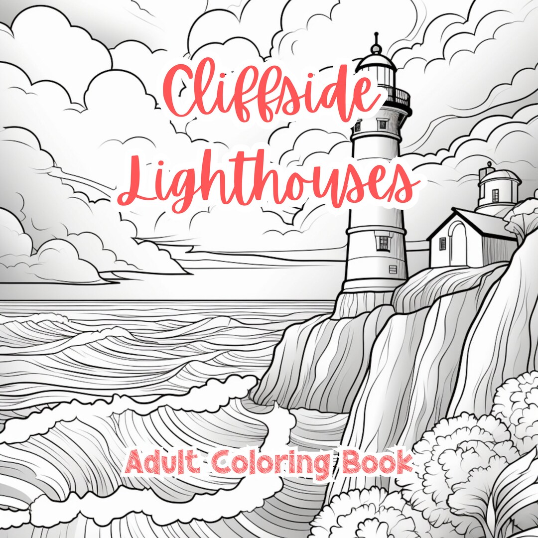 Cliffside Lighthouses Mandala Coloring Pages for Adults Coloring Book ...