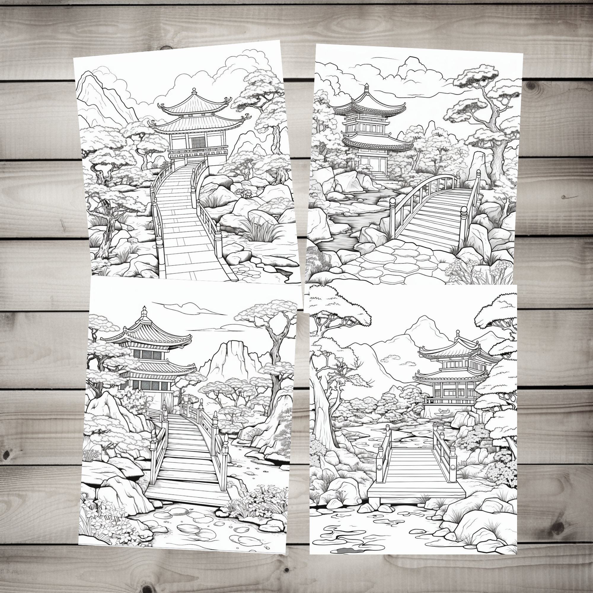 Japanese Zen Mandala Coloring Pages for Adults Coloring Book - Etsy