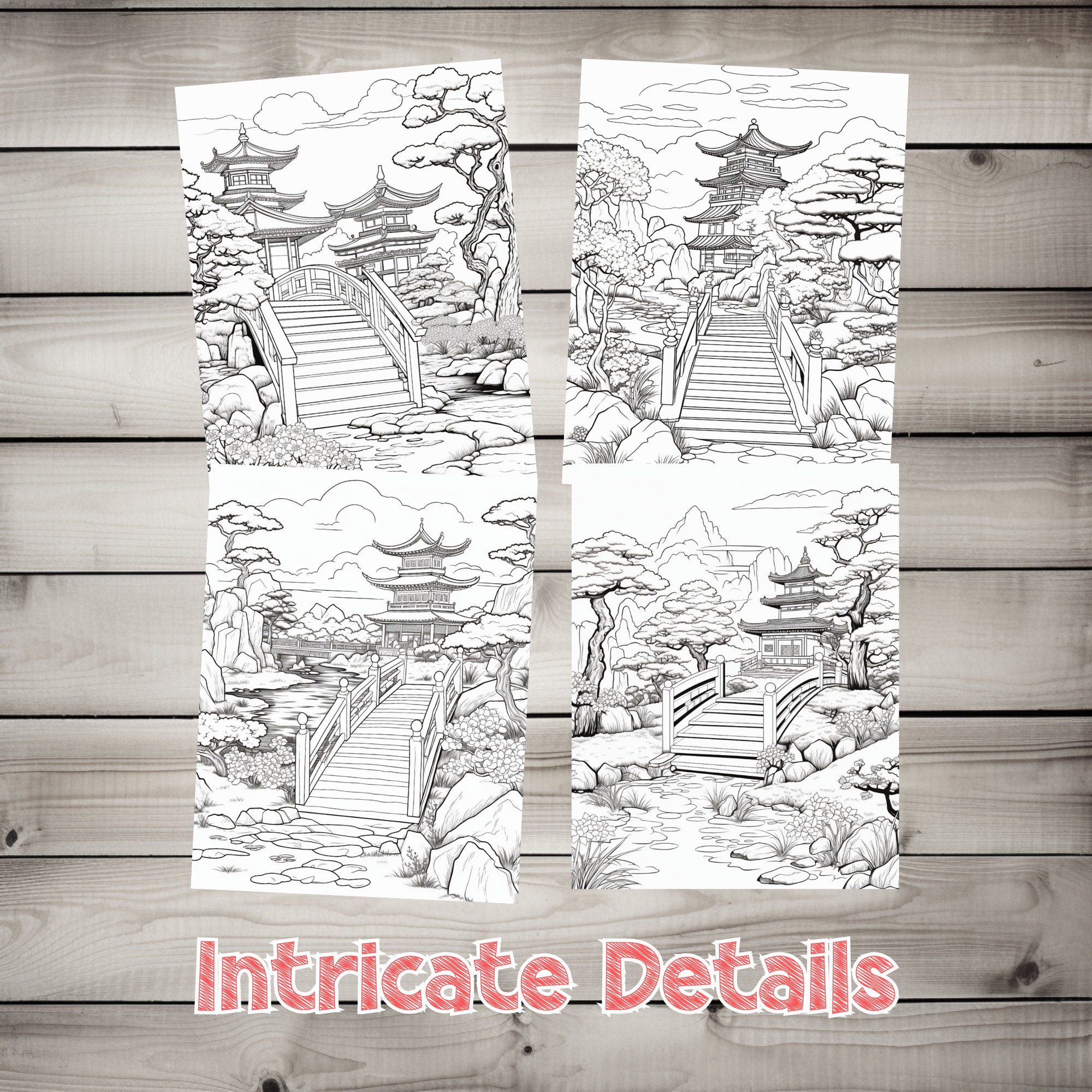 Japanese Zen Mandala Coloring Pages for Adults Coloring Book - Etsy