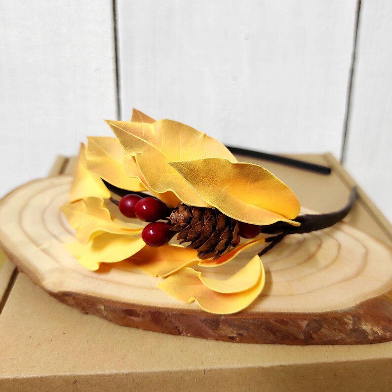 Autumn Headband Fall Leaves Tiara With Branches, Berries and Pine Cone ...