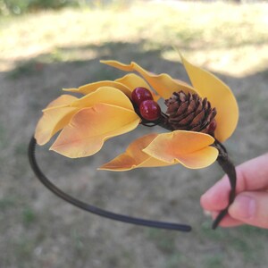 Autumn Headband Fall Leaves Tiara With Branches, Berries and Pine Cone ...