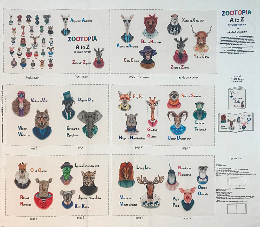 Cloth Book Panel, Soft Book Panel, Zootopia A-Z Cloth Book Panel ...