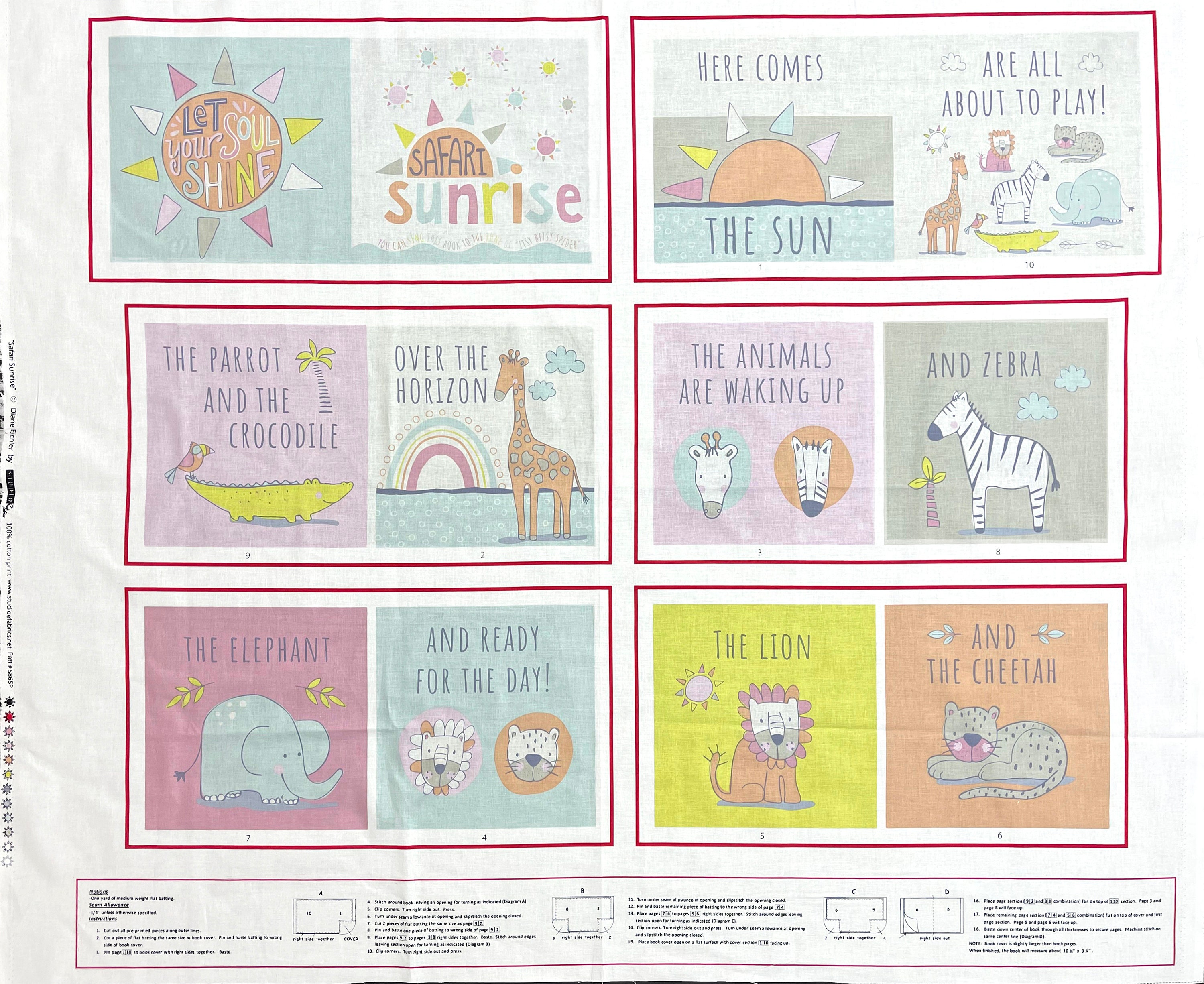 Cloth Book Panel, Soft Book Panel, Safari Sunset, Fabric Book Panel - Etsy