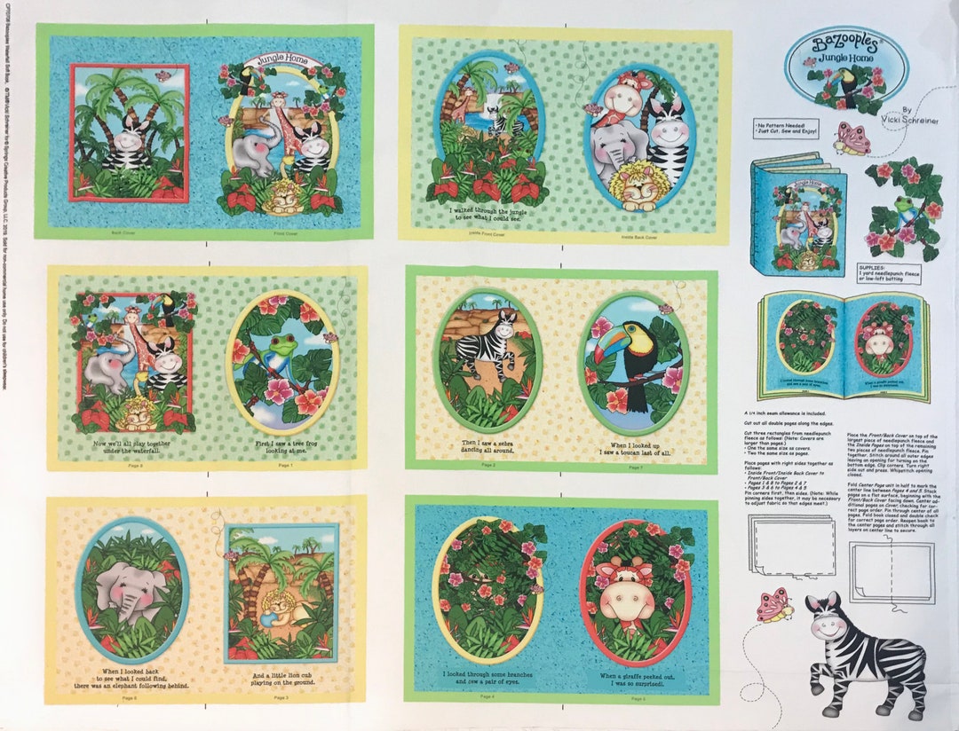 Cloth Book Panel, Soft Book Panel, Bazooples Jungle Home, Fabric Book ...
