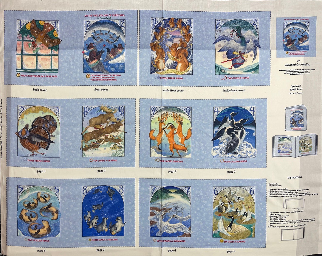 Cloth Book Panel, Soft Book Panel, on the Twelfth Day of Christmas ...