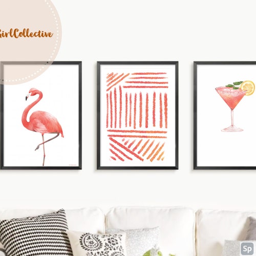 Set of 3 Hula Girl Printable Wall Art Tropical Hawaiian Luau | Etsy