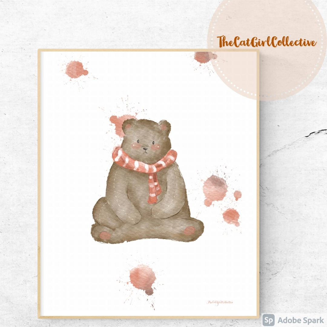 Printable Woodland Animal Bear Nursery Wall Art in Four Sizes / INSTANT ...