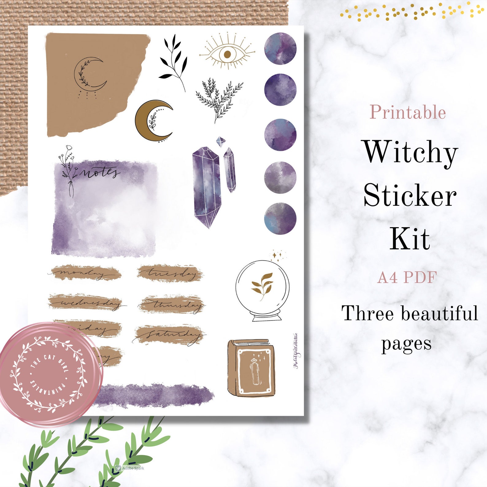 Printable Witchy Elements Bullet Journal Sticker Bundle /INSTANT ...