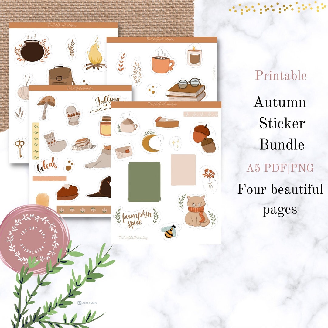 Printable Autumn Sticker Bundle / INSTANT DOWNLOAD/ Printable Autumn ...