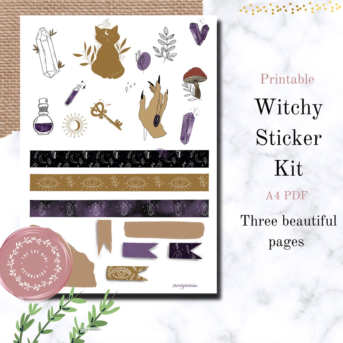 Printable Witchy Elements Bullet Journal Sticker Bundle /INSTANT ...
