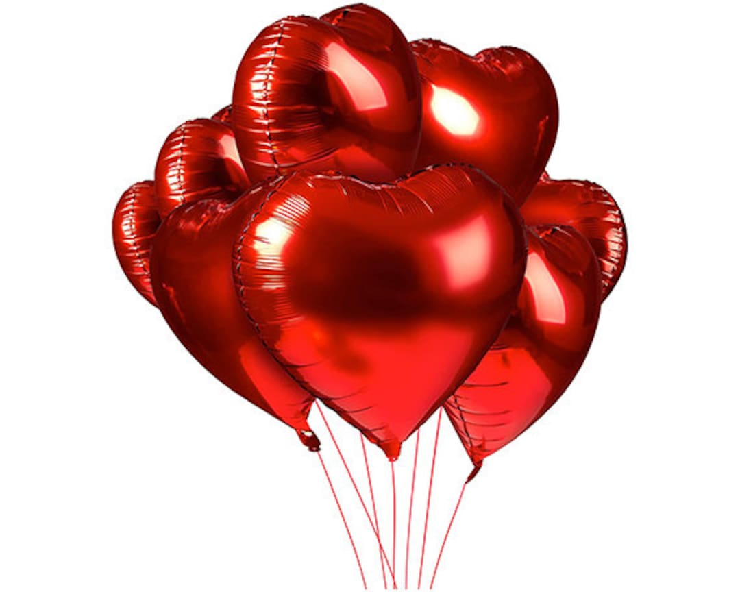 30 X Red Heart Balloons Valentines Balloons 45cm Foil Balloons Heart ...