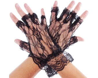 Gothic Lace Crochet Fingerless Gloves Witch Goth Clothing - Etsy Ireland