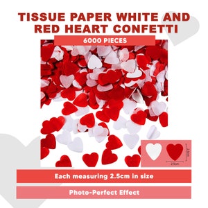 6000pc Paper Confetti Heart Confetti Red and White Confetti Valentines ...