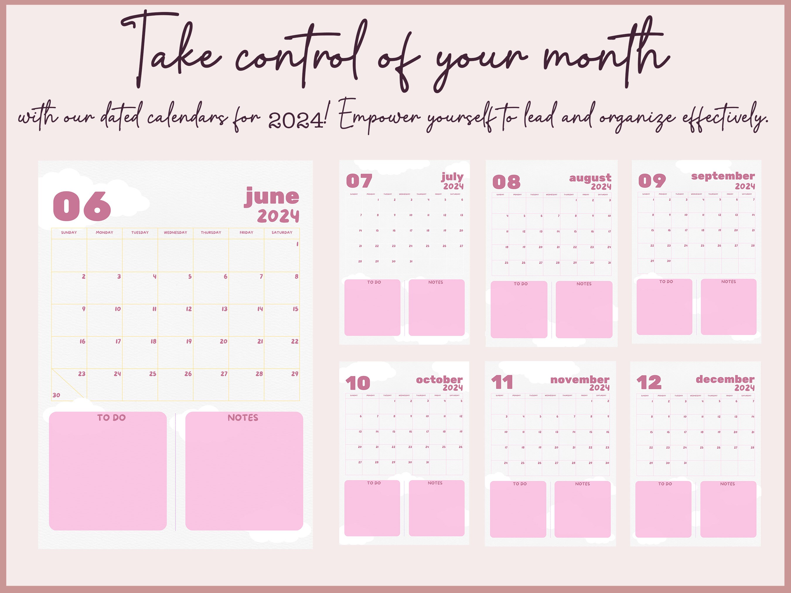 Pastel Pink and White Cloud Planner | Daily Plans | Weekly Plans ...