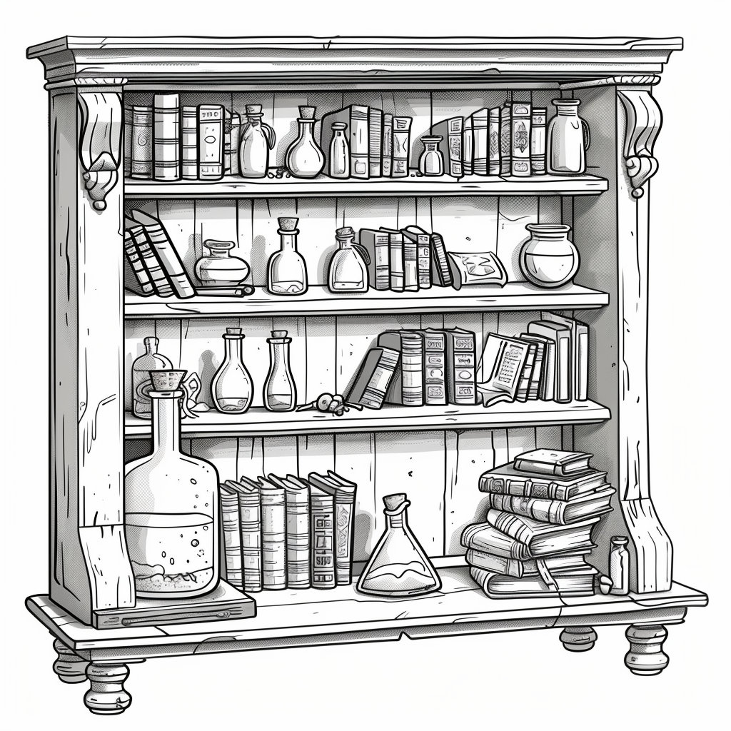 60 Cute Alchemist Study Nook Coloring-in Dnd Themed Coloring-in ...