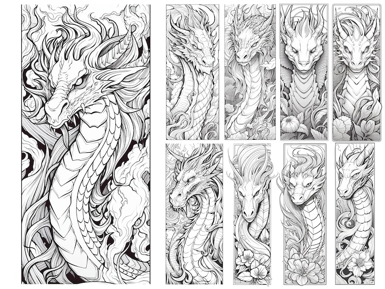 Dragon Bookmarks Bundle - Set of 21 | Serpentine Charm for Reading ...
