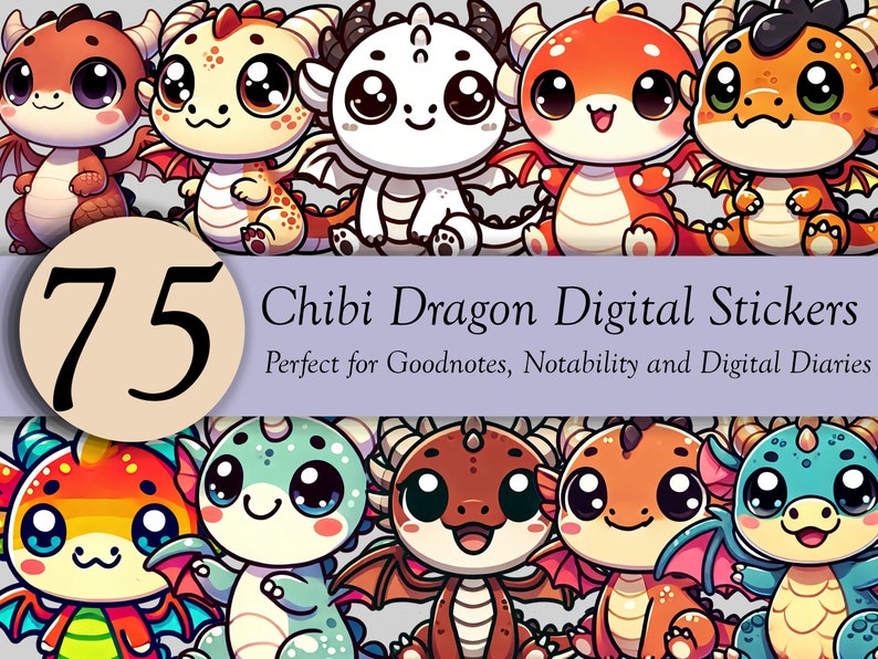 75 Chibi Digital Dragon Stickers | Cute | D&D - Etsy