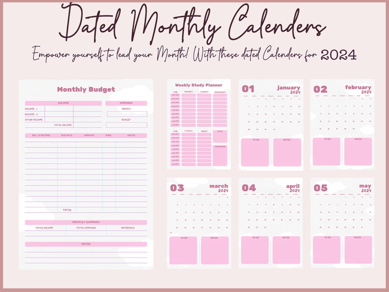 Pastel Pink and White Cloud Planner | Daily Plans | Weekly Plans ...