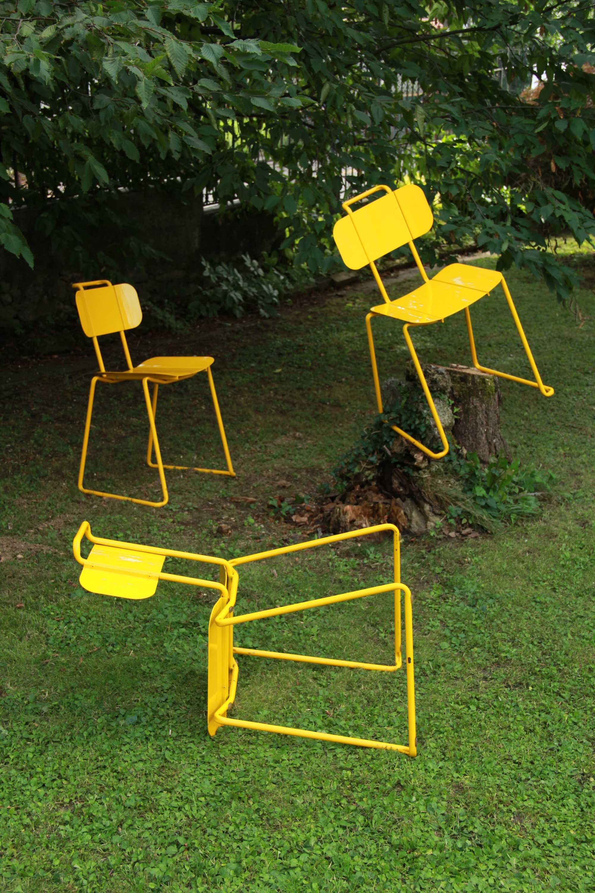 Yellow metal chairs store