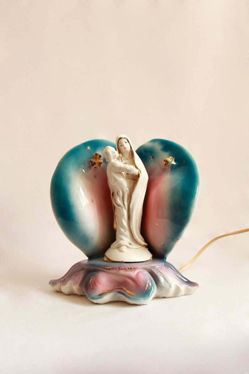 Maria Antique Ceramic Lamp Statue Italy 1940s - Etsy