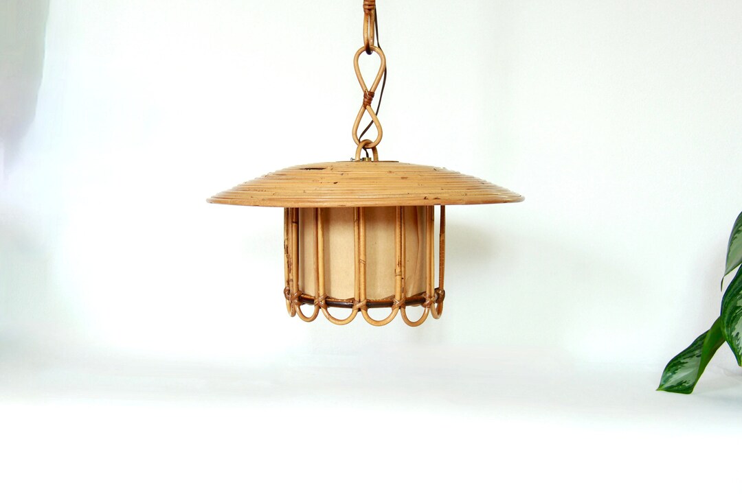 Carta, Vintage Mid-century Reed Ceiling Lamp, Italy, 1970s - Etsy