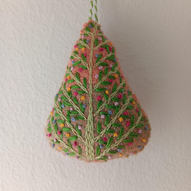 Christmas Tree Decoration, Xmas Baubles, Hand Embroidered on Upcycled ...