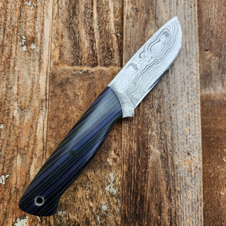 Everyday Carry 280 Layer Damascus Knife With Striped Micarta - Etsy