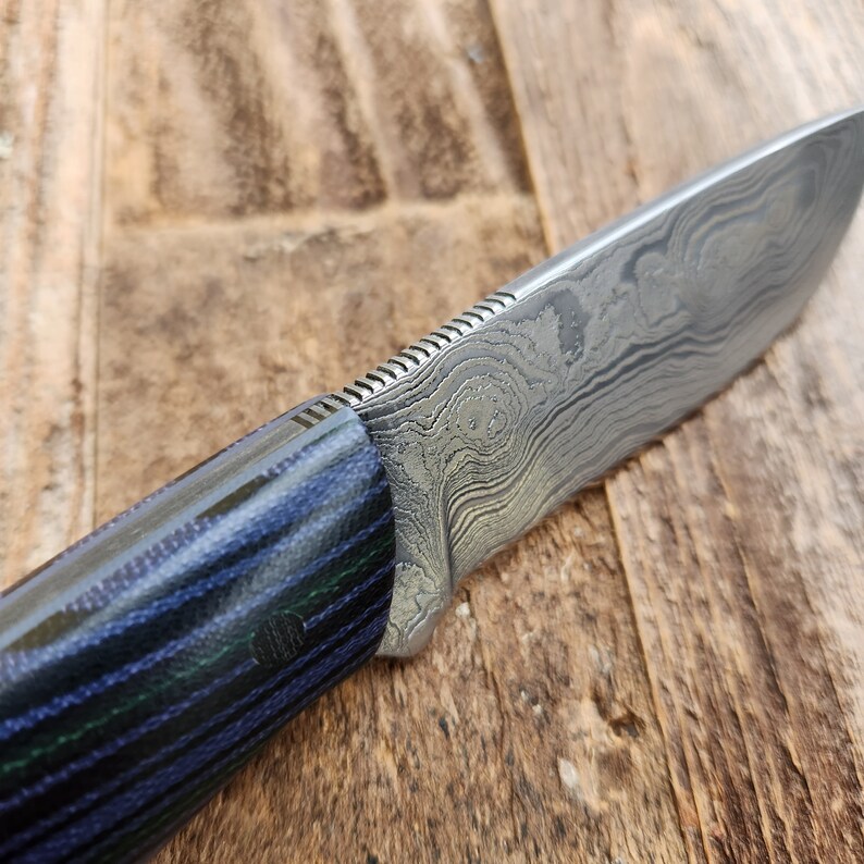 Everyday Carry 280 Layer Damascus Knife With Striped Micarta - Etsy