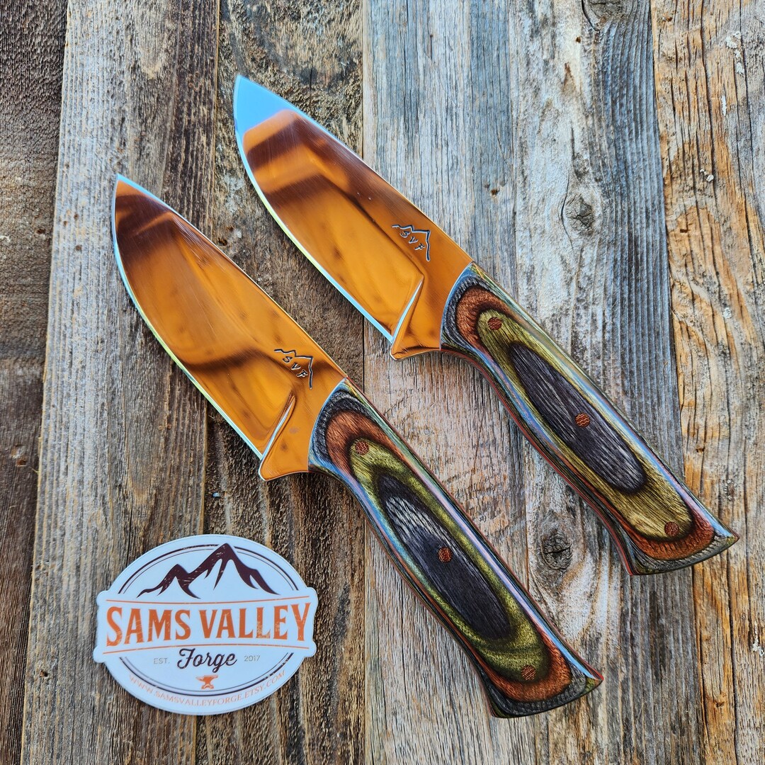 Matching Pair of 5160 Camp/hunting Knives. Laminated Handles, Made in ...