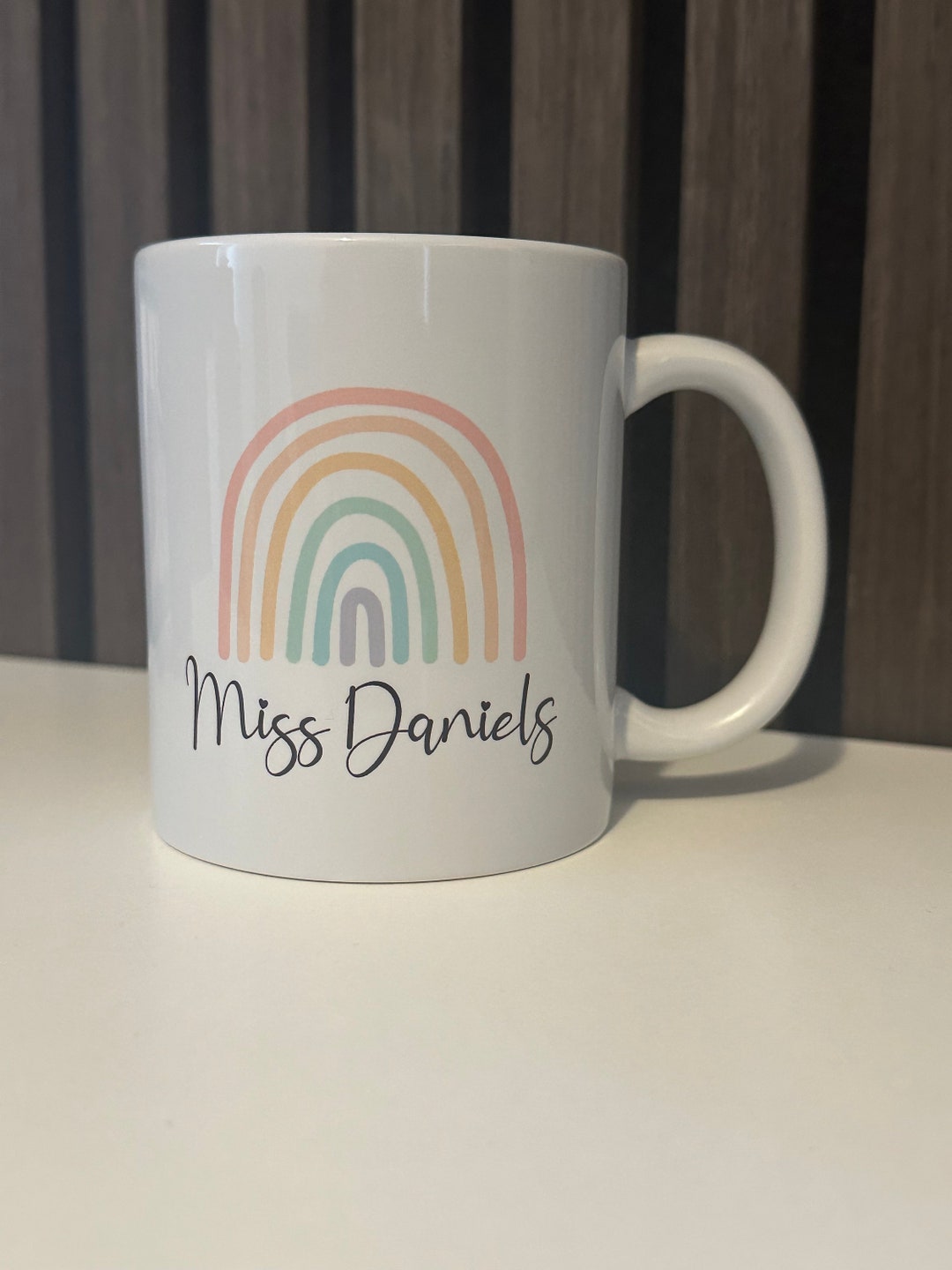 Thank You Teacher- Pastel Rainbow Design Mug Personalised - Etsy