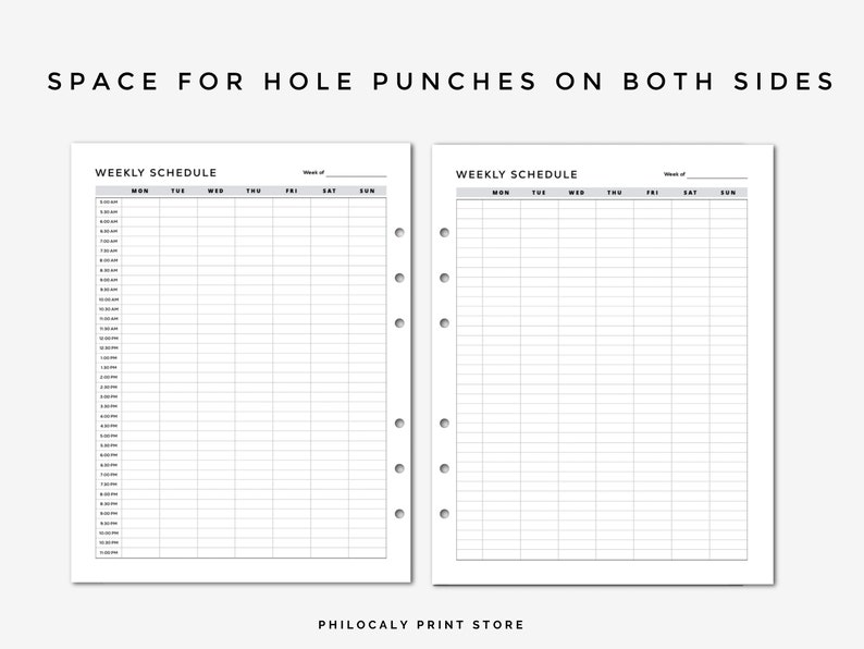 Half Hour Weekly Schedule, Printable Half Hour Planner, Weekly to Do ...