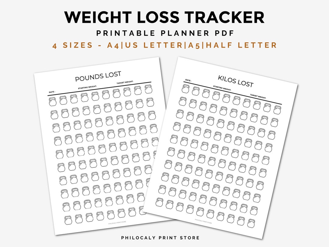 Weight Loss Tracker Printable, Weight Loss Journal, Weight Loss Planner ...