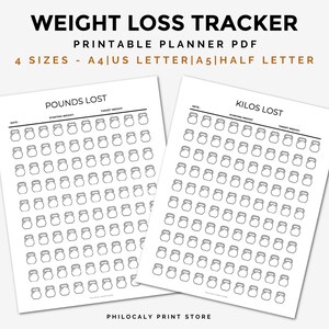 Weight Loss Tracker Printable, Weight Loss Journal, Weight Loss Planner ...