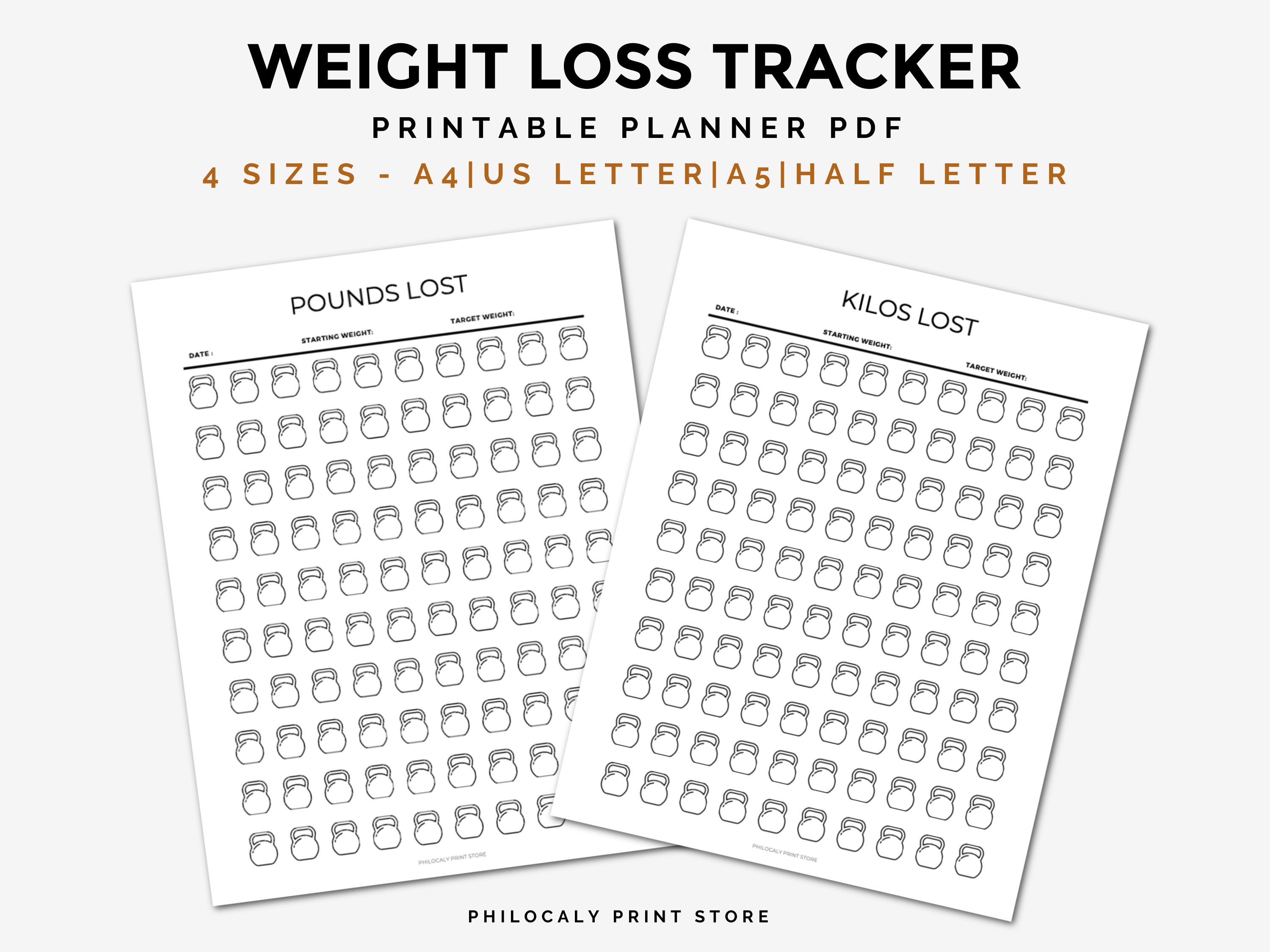 Weight Loss Tracker Printable, Weight Loss Journal, Weight Loss Planner ...