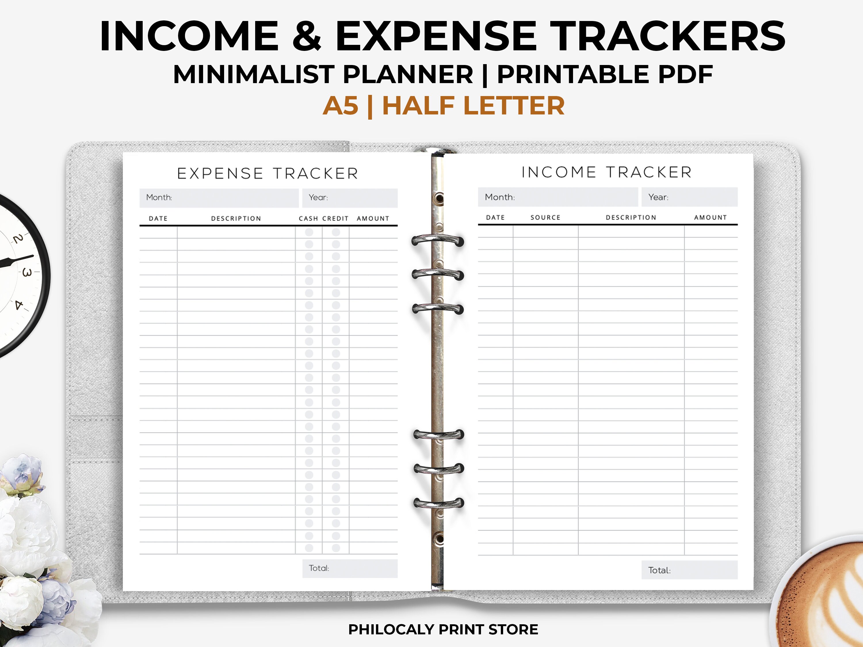Income and Expense Tracker, Printable Pdf, Spending Tracker, Financial ...