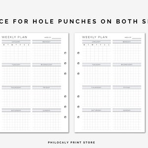 Undated Weekly Grid Planner Printable, Weekly Grid Printable, Weekly ...