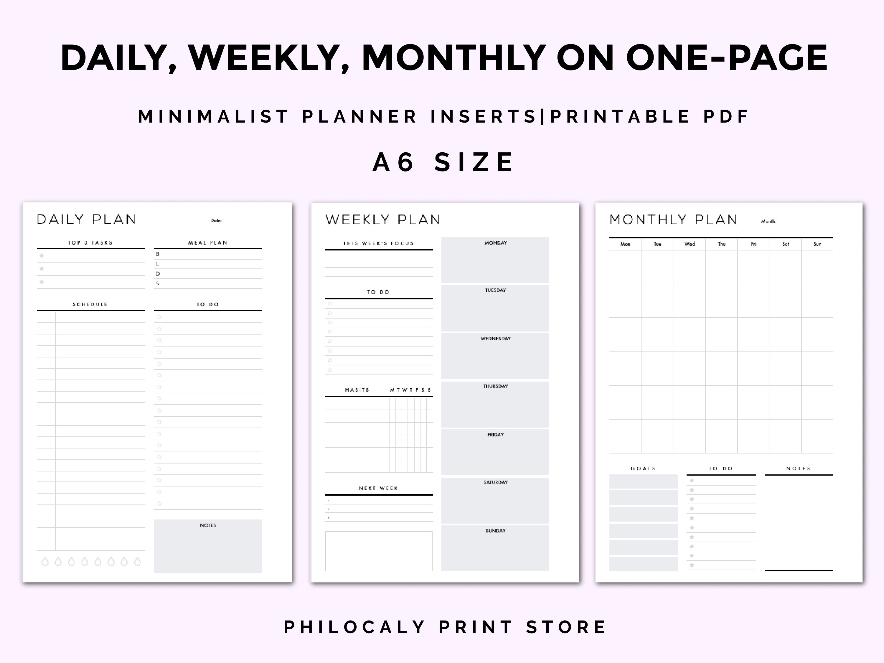 A6 Daily Weekly Monthly Planner, A6 Daily Planner, A6 Weekly Planner ...