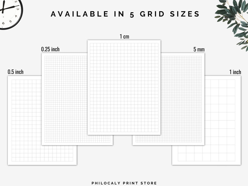 Printable Graph Paper, Grid Paper, Graph Paper Download, Sizes-0.5 Inch ...