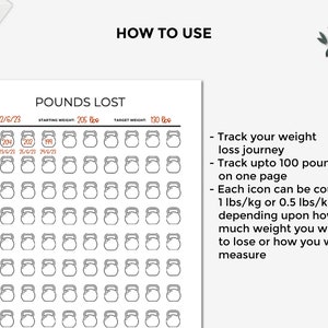 Weight Loss Tracker Printable, Weight Loss Journal, Weight Loss Planner ...
