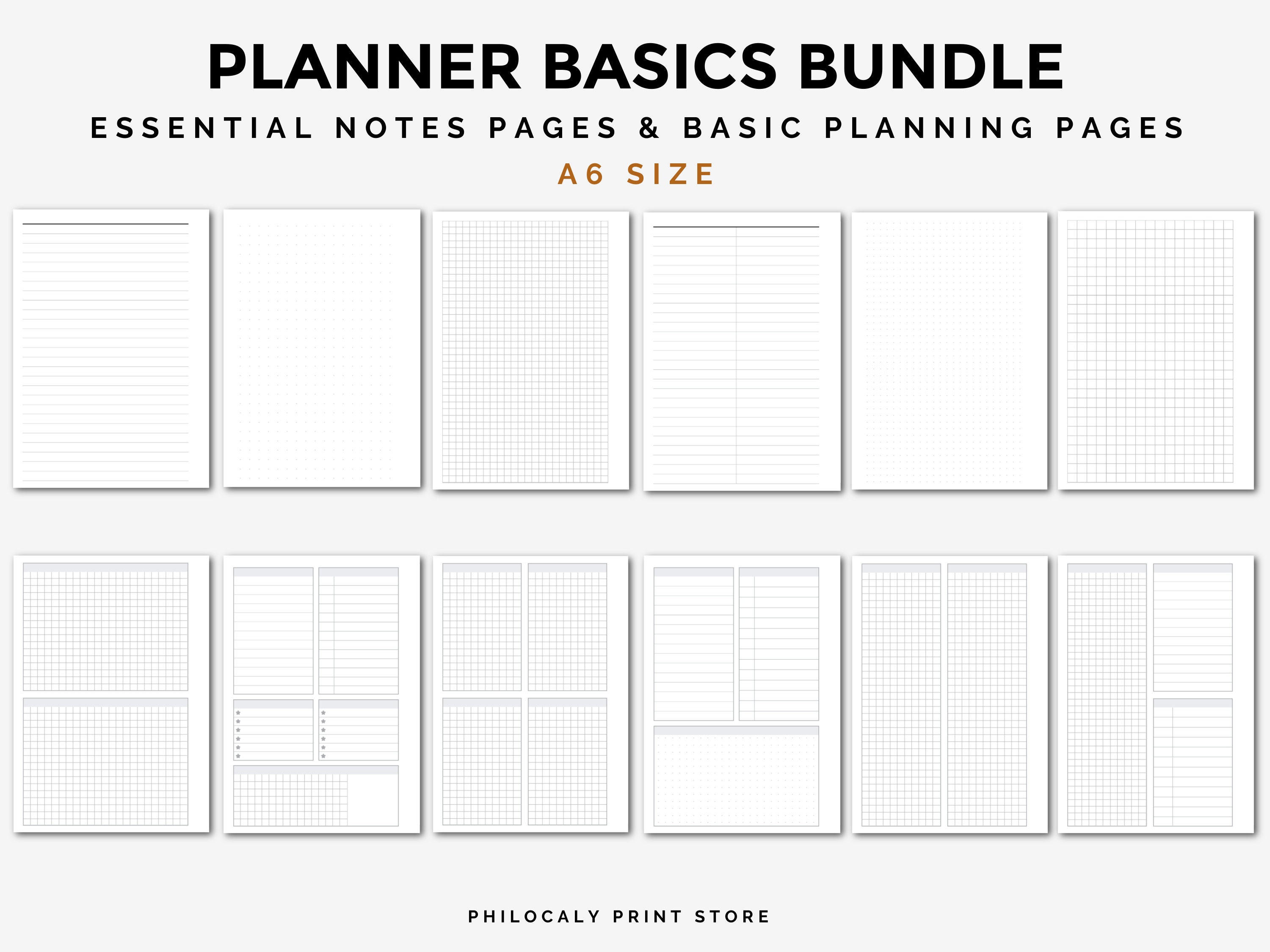 A6 Lined, Dot and Grid Printable Pages, Planner Basics A6, Printable ...
