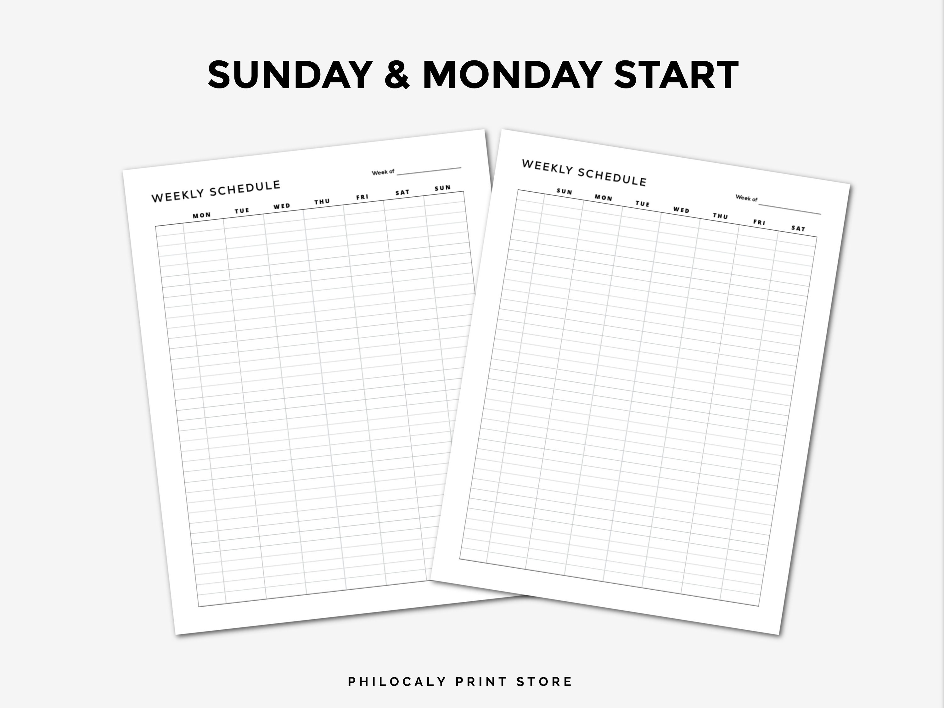 Half Hour Weekly Schedule, Printable Half Hour Planner, Weekly to Do ...